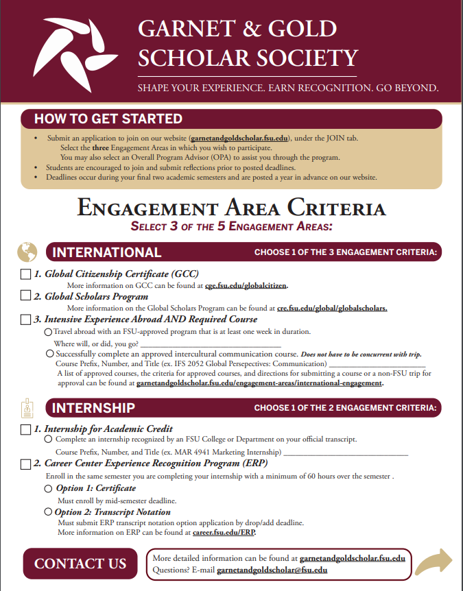 Engagement Areas | Garnet & Gold Scholar Society